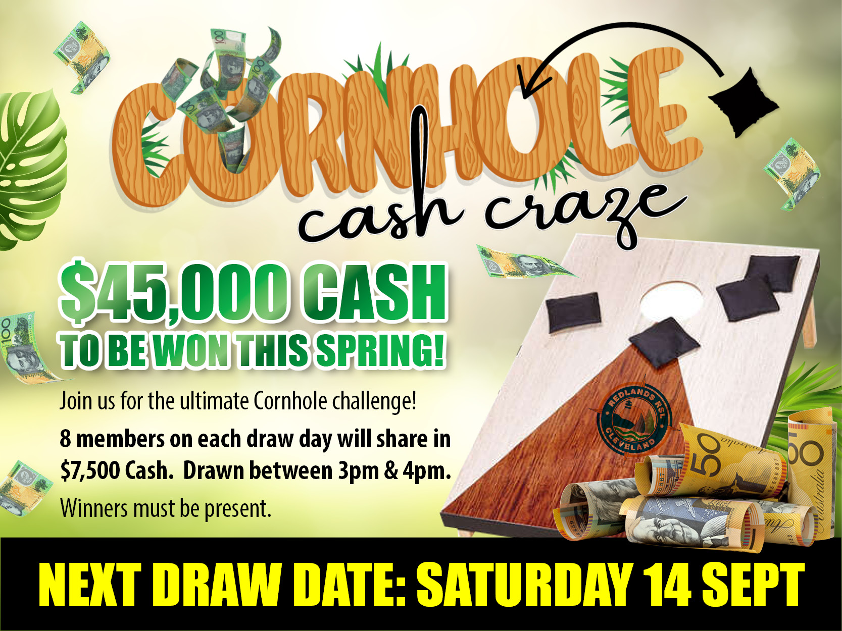 Major Promo - Cornhole Cash Craze - Redlands RSL