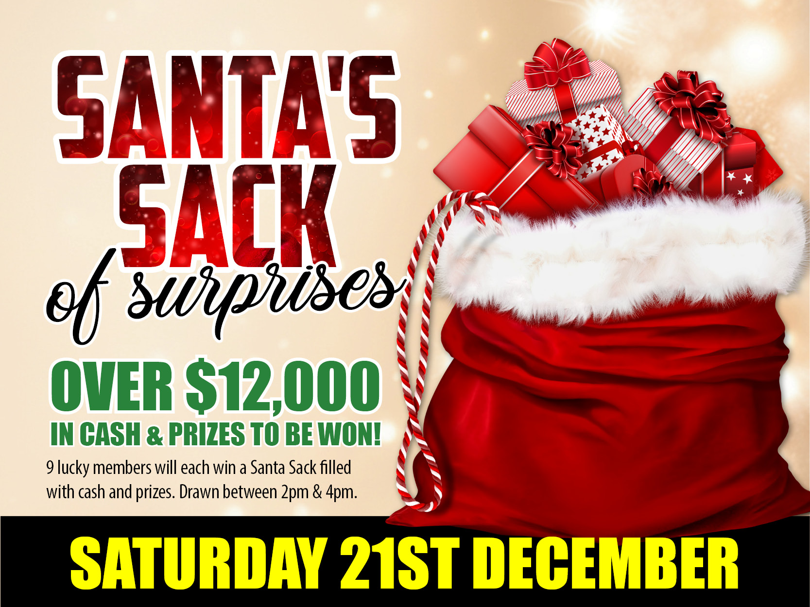 MAJOR PROMO - Santa's Sack of Surprises - Redlands RSL